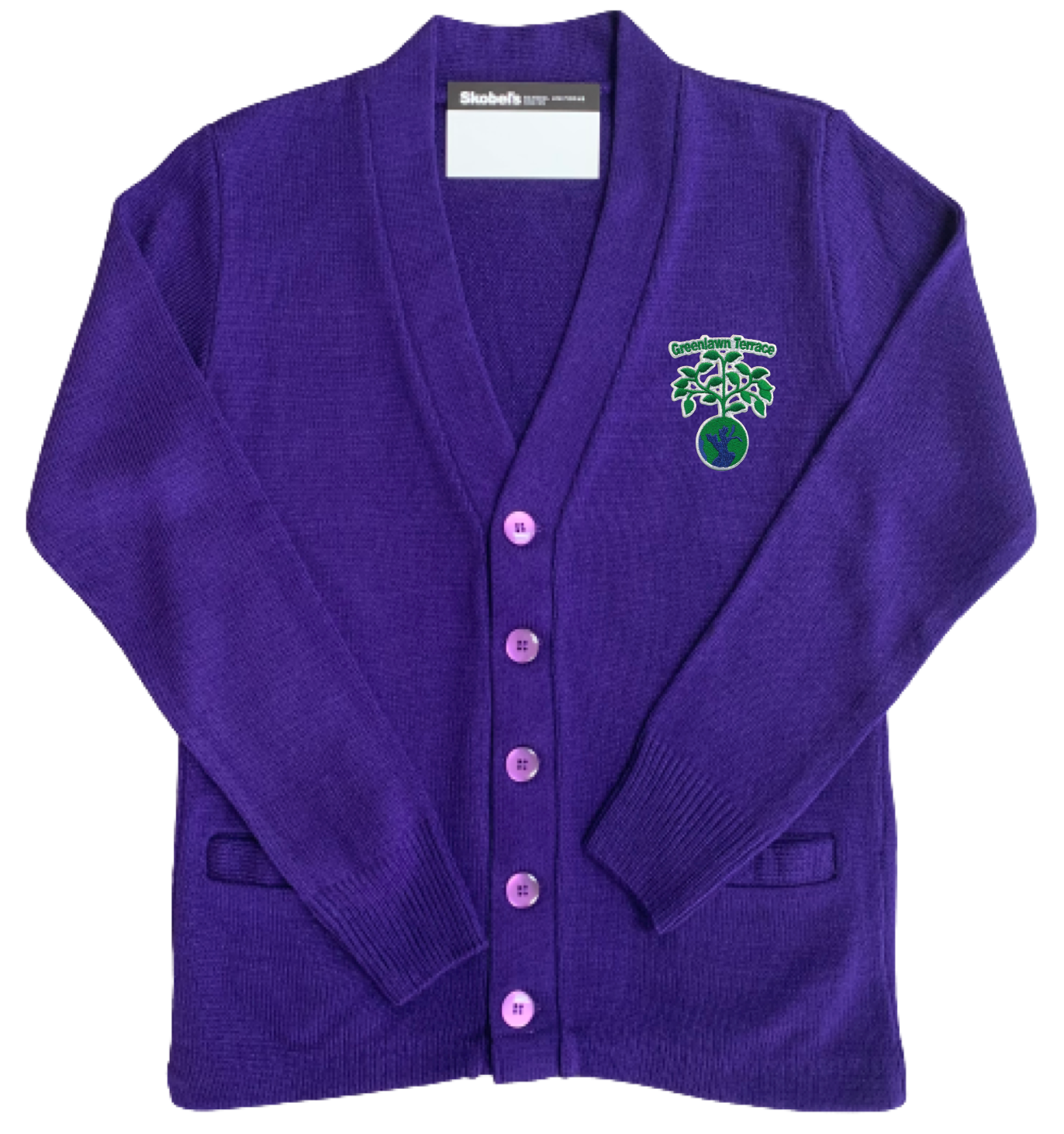 Greenlawn Terrace Cardigan - Purple - Pre-K-K – Skobel's School Uniforms