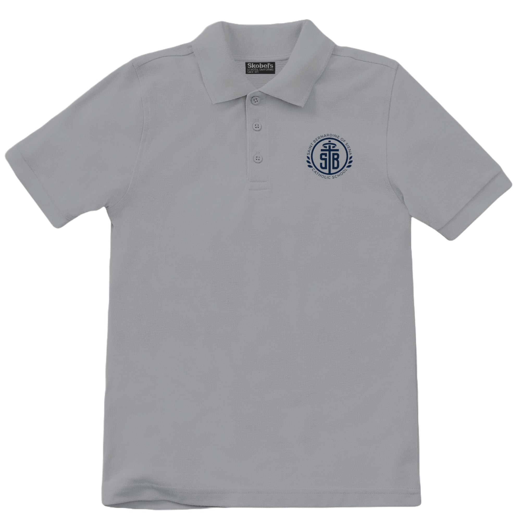 St. Bernardine Of Siena Pique Polo - Grey – Skobel's School Uniforms