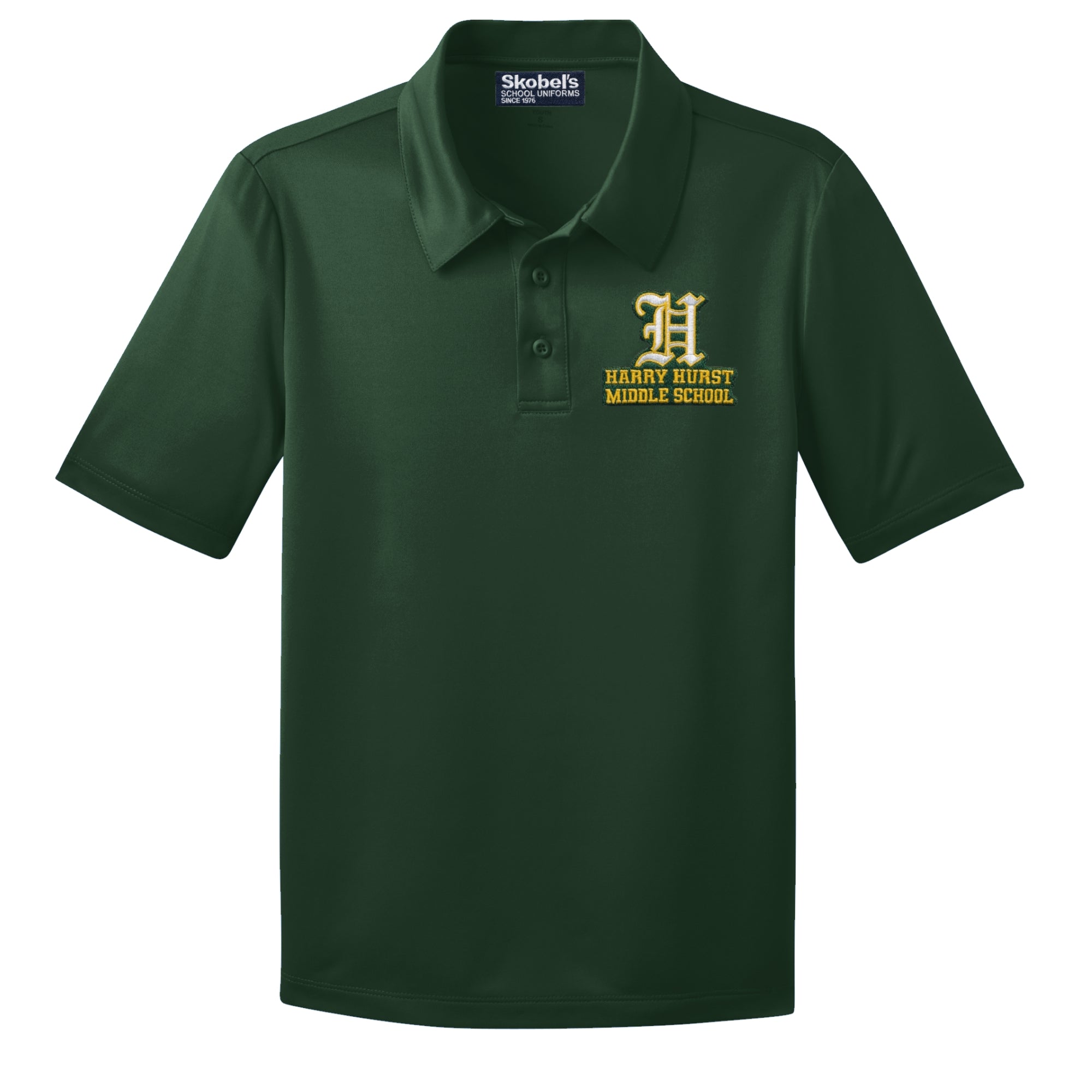 Harry Hurst Middle School Dryfit Polo - Dark Green – Skobel's School ...