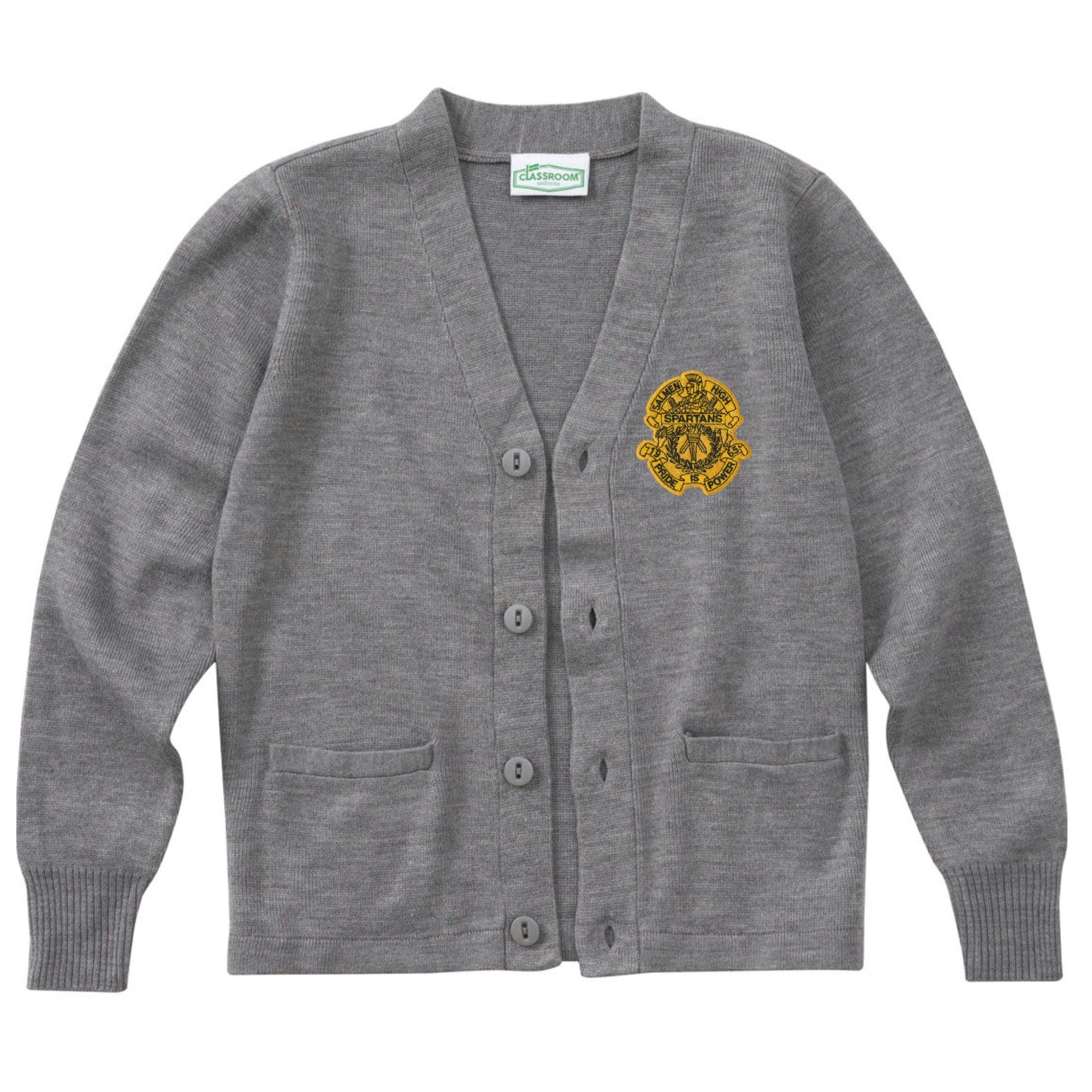 Salmen High School Cardigan - Grey – Skobel's School Uniforms